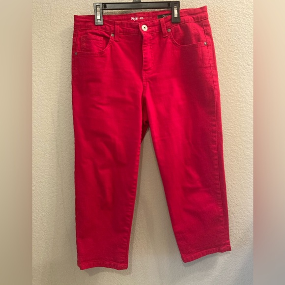 Style & Co. | Jeans | Style Co Red Womens Capri Jeans With A Touch Of ...